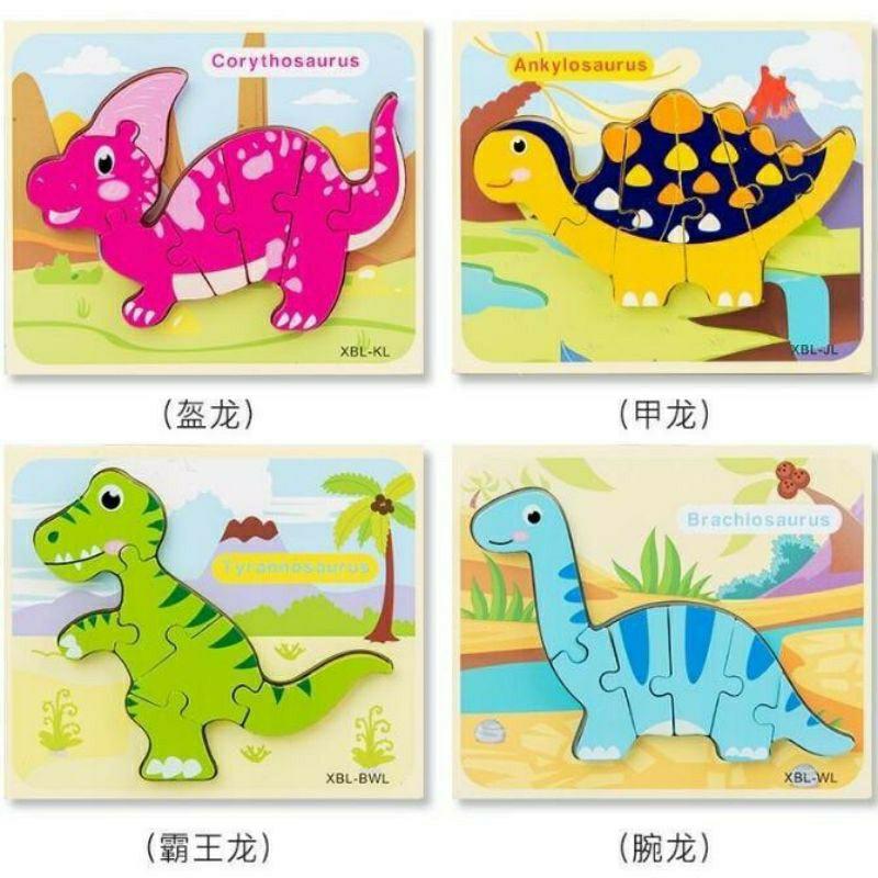 Wooden Jigsaw Puzzle Dinosaur Design Corythosaurus Oviraptor ...