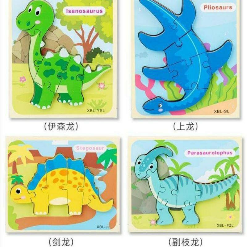 Wooden Jigsaw Puzzle Dinosaur Design Corythosaurus Oviraptor ...