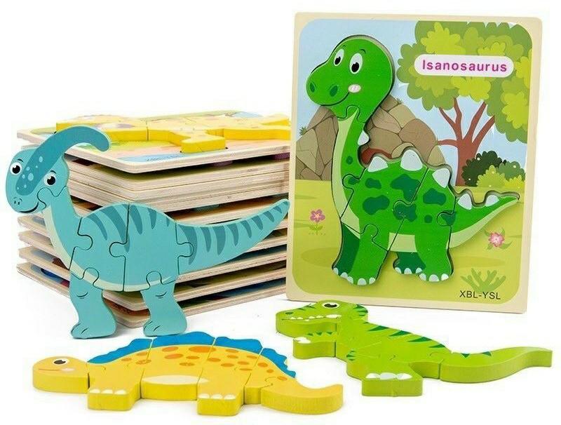 Wooden Jigsaw Puzzle Dinosaur Design Corythosaurus Oviraptor ...