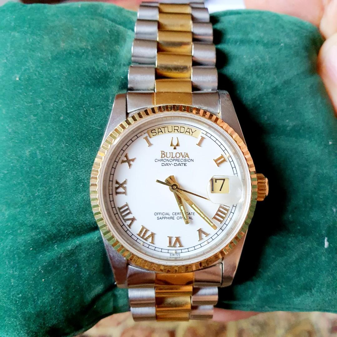 BULOVA DAY DATE chronometer half gold, Luxury, Watches on Carousell