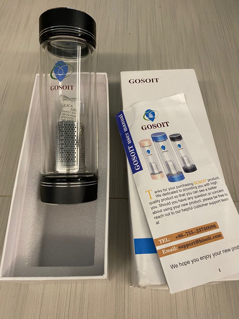 GOSOIT Hydrogen Alkaline Water Bottle Hydrogen Water Maker Machine with 1PK Hydrogen-enriched ...