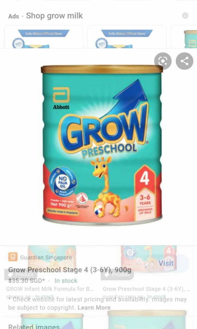 Grow Milk Stage 4 (1.8kg), Babies & Kids, Nursing & Feeding, Weaning ...