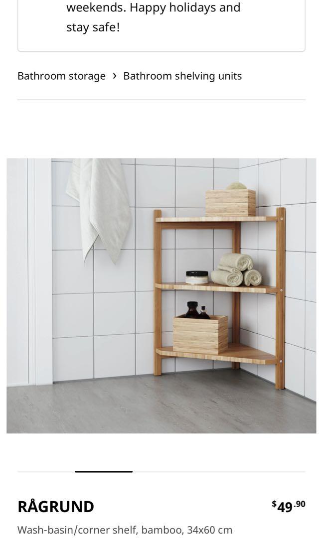 Ikea Ragrund bamboo corner shelf, Furniture & Home Living, Furniture ...