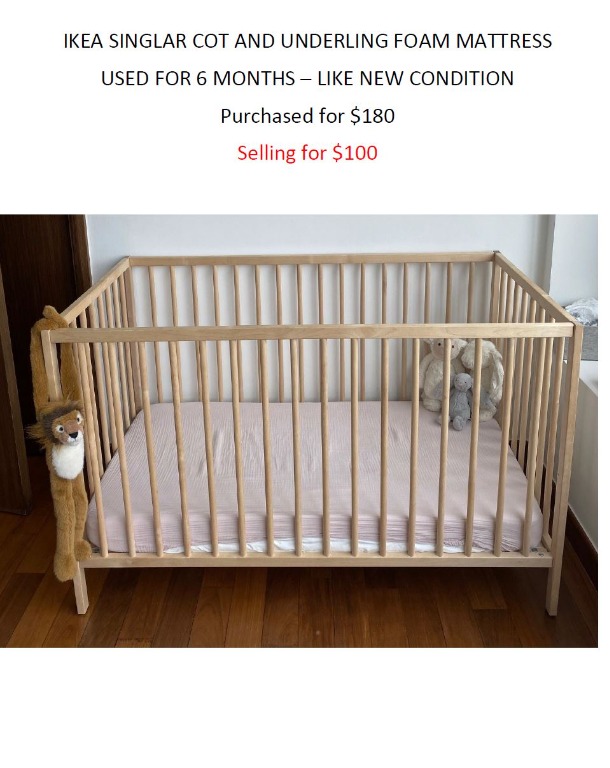 IKEA SINGLUAR BABY COT, Babies & Kids, Baby Nursery & Kids Furniture ...