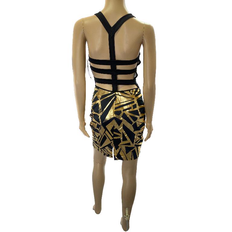 Mapale Black Gold Sexy Back Dress, Women's Fashion, Dresses & Sets ...