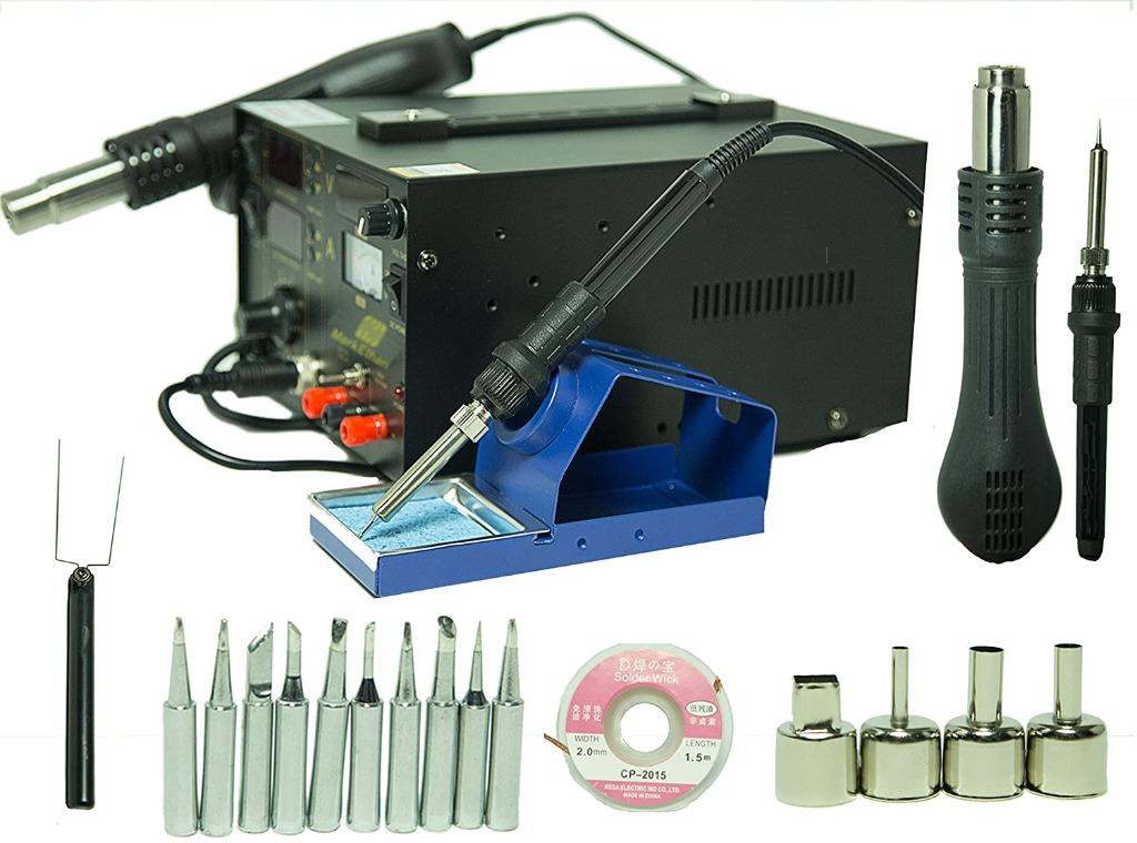3-in-1 Soldering Iron Rework Station Hot Air Gun 853D DC 10 Tips welder ...