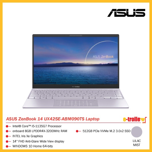 ASUS ZenBook 14 UX425E-ABM090TS Laptop (LILAC MIST), Computers & Tech ...