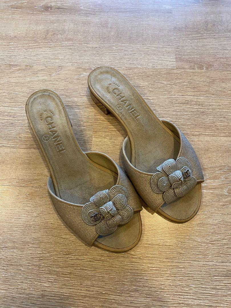 CHANEL flower short heels, Luxury, Apparel on Carousell