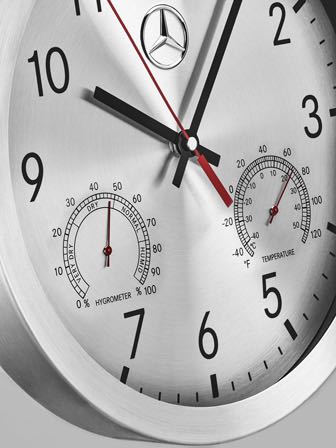 Mercedes Benz wall clock with thermometer and hygrometer, Furniture ...