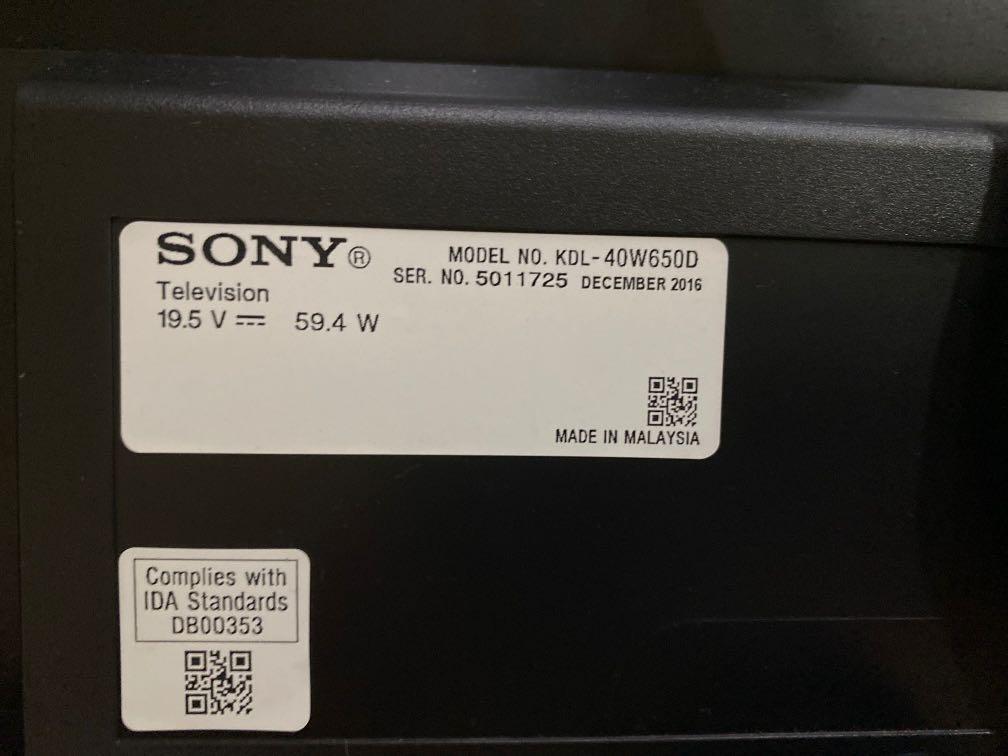 Sony SMART TV 40 inch W650D , TV & Home Appliances, TV & Entertainment ...