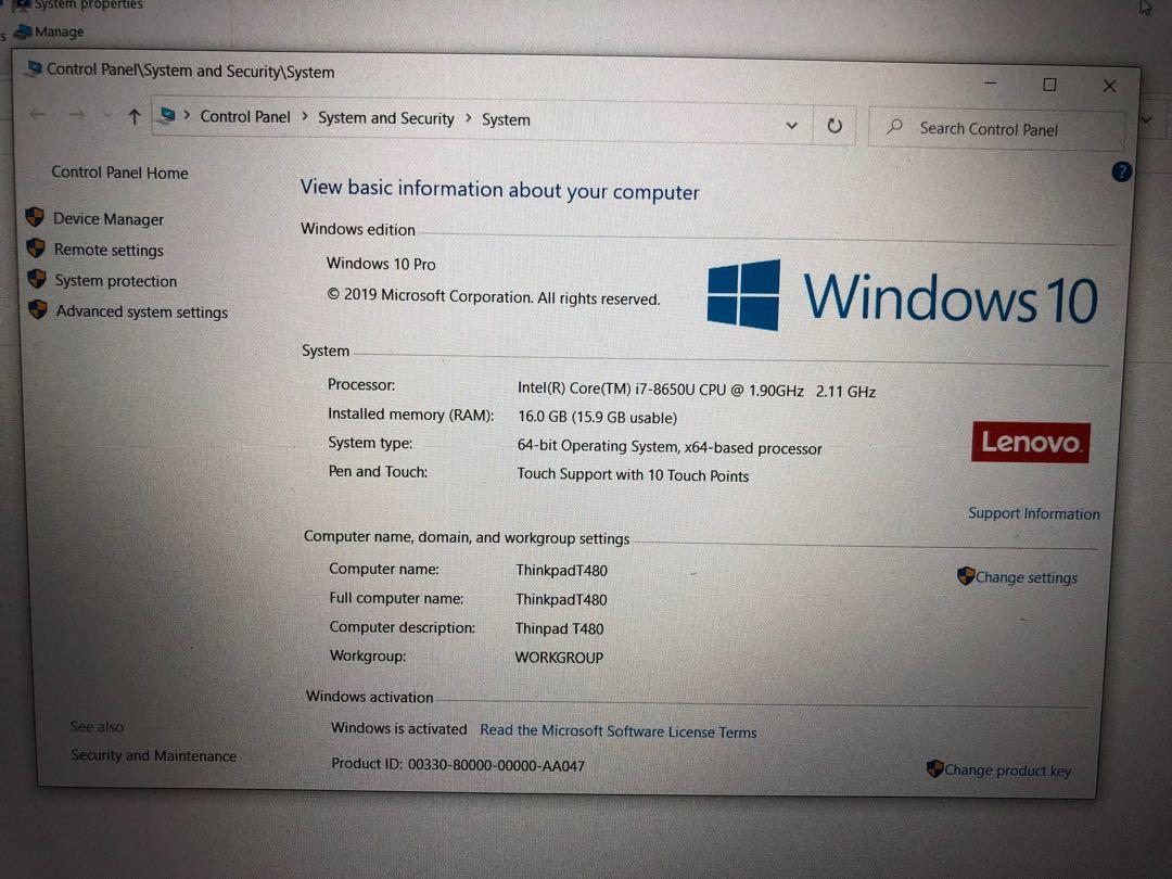 ThinkPad T480 i7 (Touchscreen) with MX150 dedicated graphics card and ...