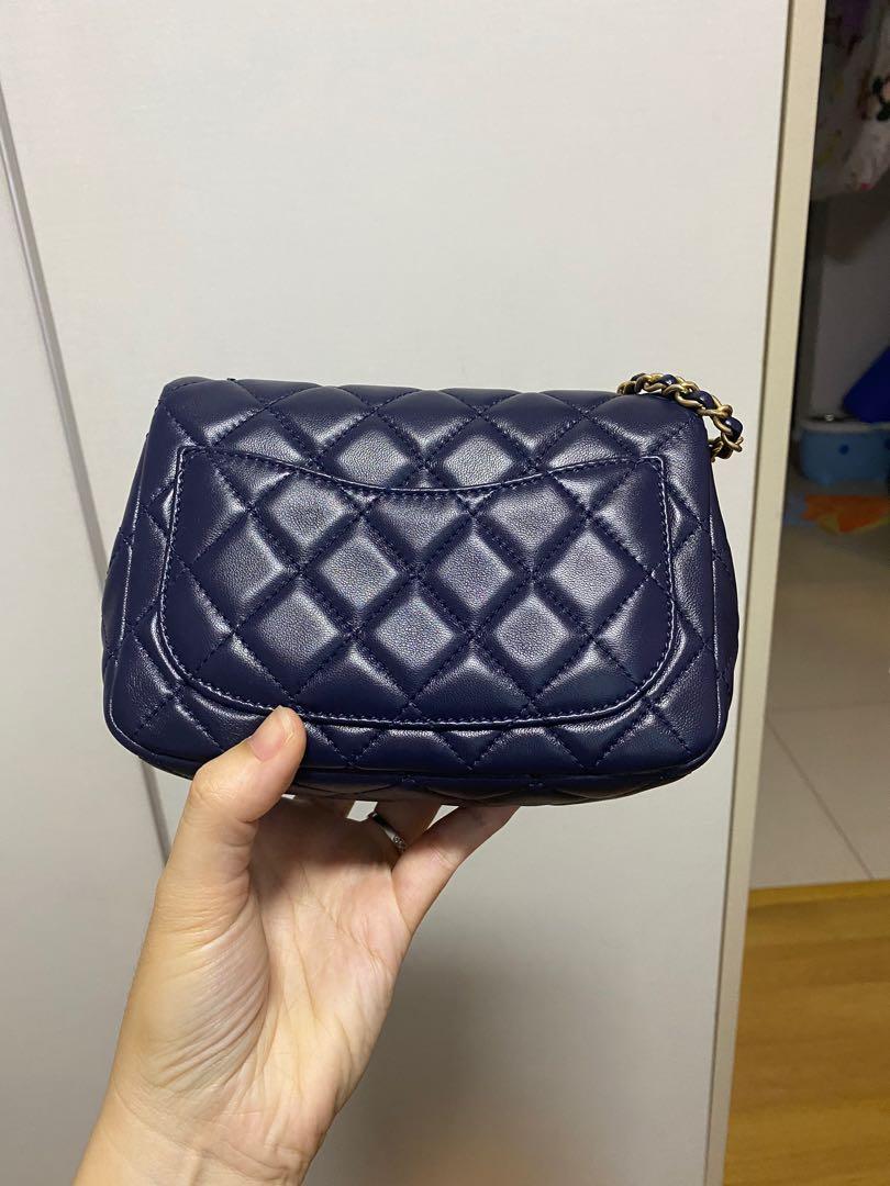 Chanel square mini with coco crush ball in navy, Women's Fashion, Bags ...
