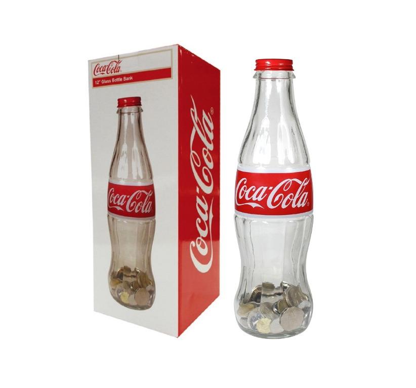 Coca Cola 12" Glass Bottle Bank Collectible Figure money saving pot ...