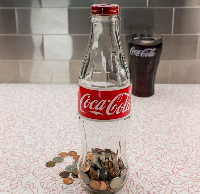 Coca Cola 12" Glass Bottle Bank Collectible Figure money saving pot ...