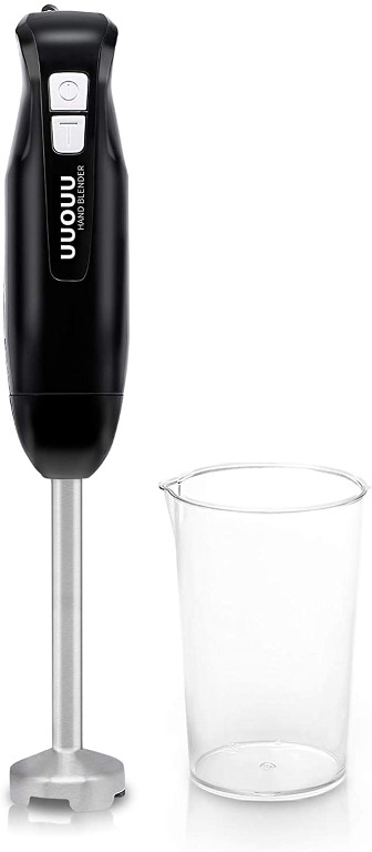 Hand Blender with Beaker 200 W 2 Speed Stainless Steel Blades Black, HB ...