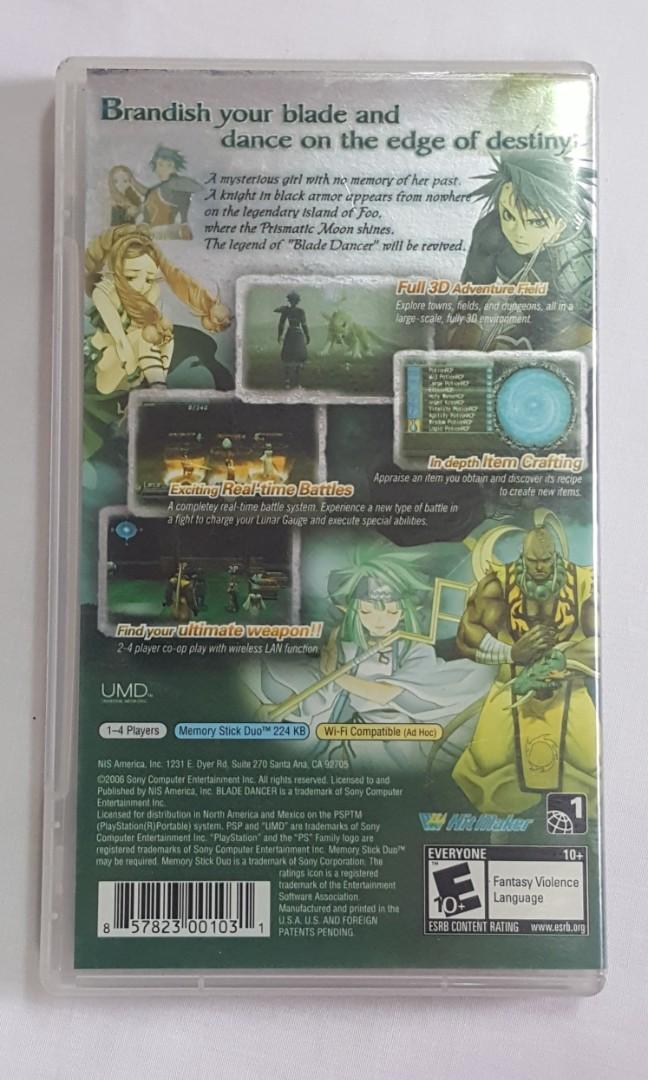 PlayStation PSP Blade Dancer Lineage Of Light, Video Gaming, Video ...