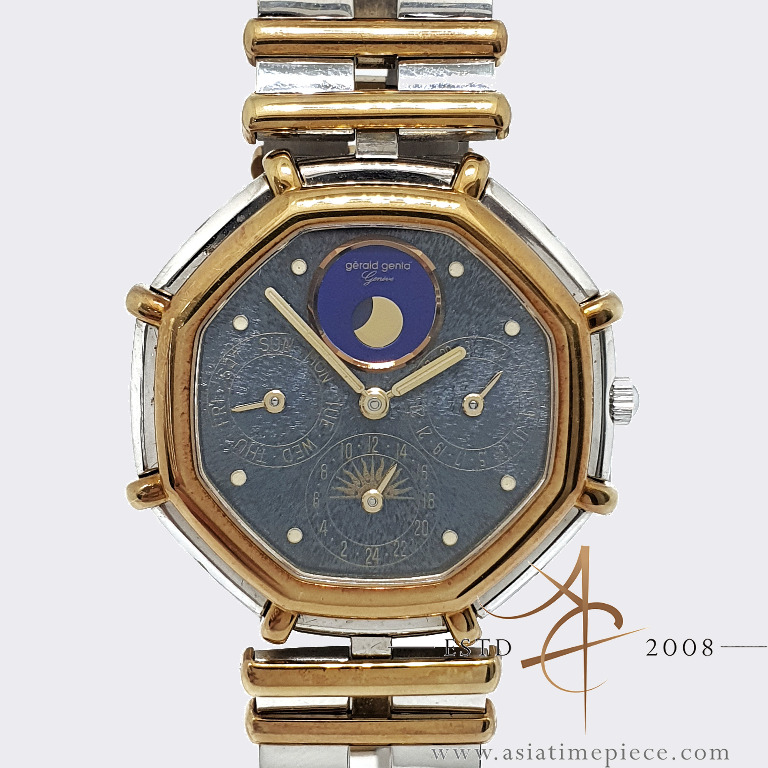 [Rare] Gerald Genta Quartz Ref. 2859.4 Octagonal Moonphase 18K Gold Steel, Luxury, Watches on ...