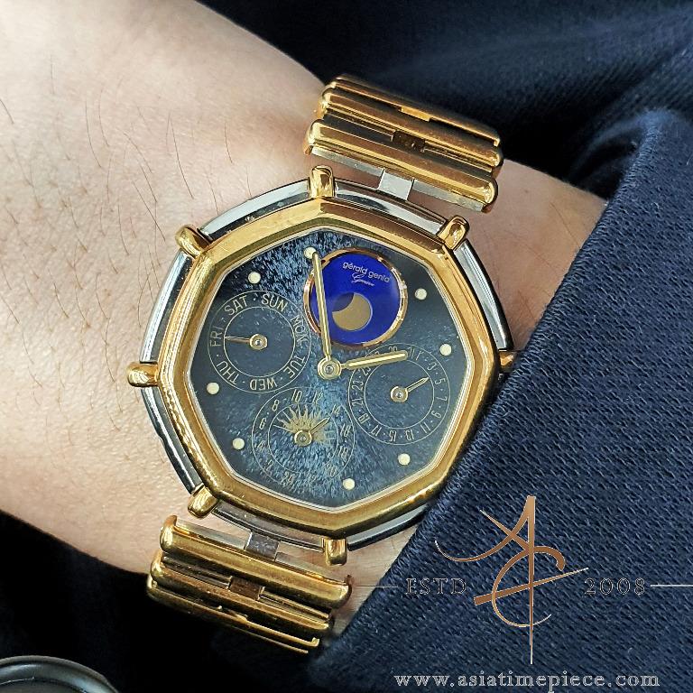 [Rare] Gerald Genta Quartz Ref. 2859.4 Octagonal Moonphase 18K Gold Steel, Luxury, Watches on ...