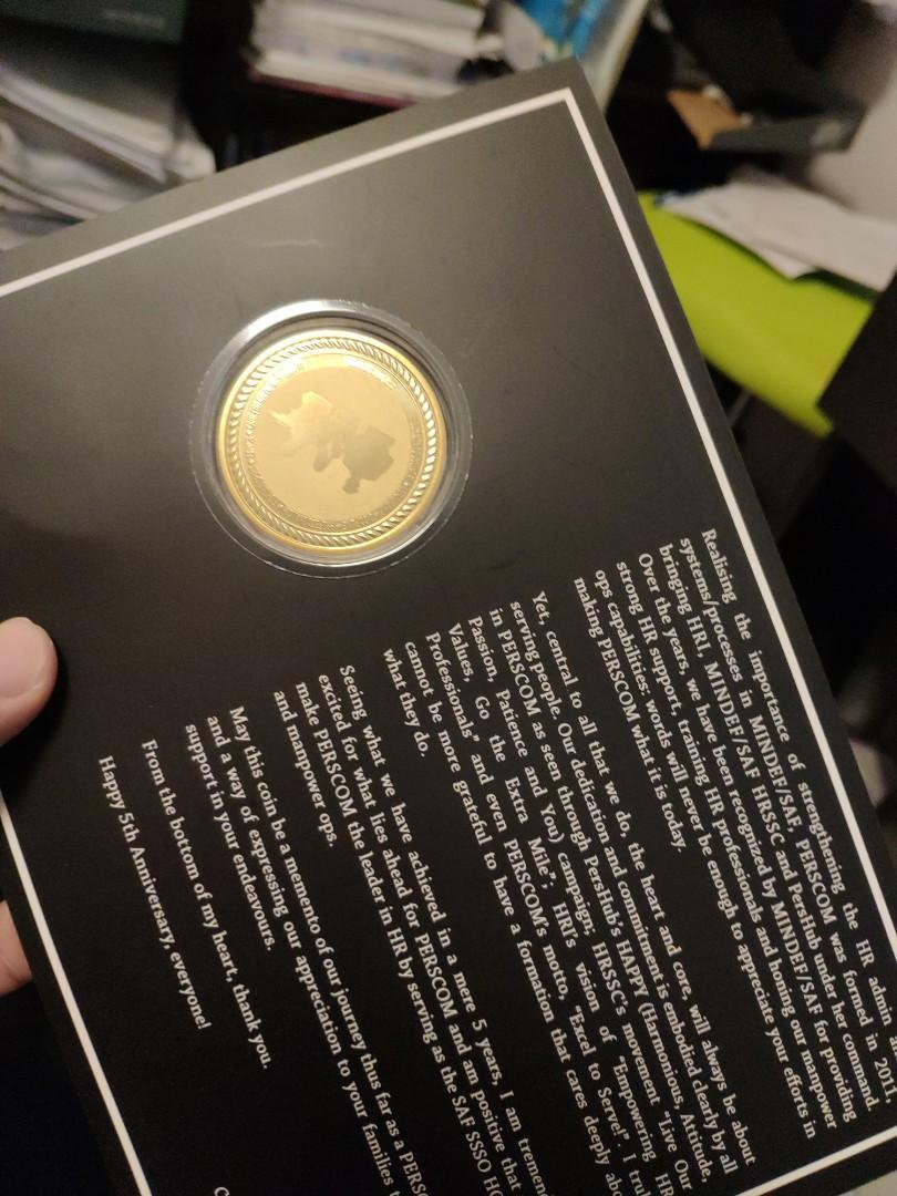 SAF Perscom 5th anniversary GOLDEN COIN, Hobbies & Toys, Memorabilia ...