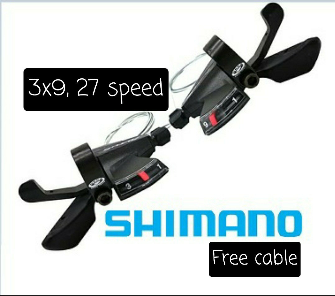 Shimano SL-M370, 3x9 speed shifter. 27 speed. Left and right side gear shifter. Shimano 3 x 9 ...