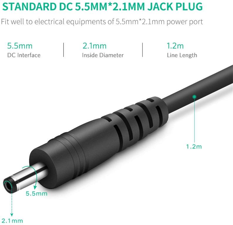 UGREEN DC PowerSupply 12V 2A,AC 100-240V -DC 12V Power Cable ...