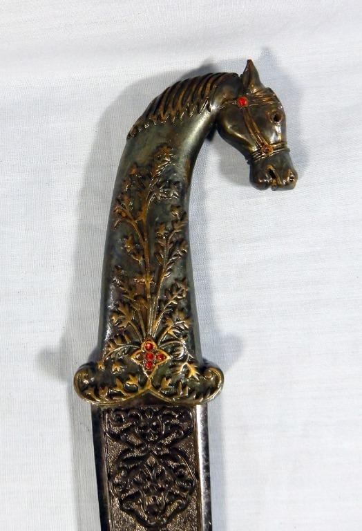Vintage Chinese brass miniature sword sheave Dragon & Calligraphy circa ...
