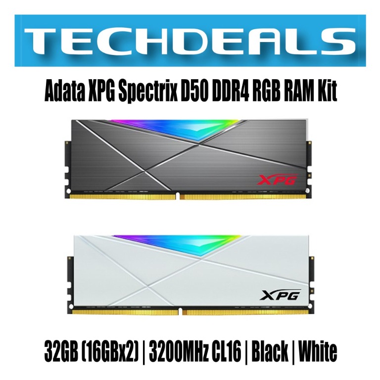 Adata XPG Spectrix D50 DDR4 RGB RAM Memory Kit | 32GB (16GBx2 ...