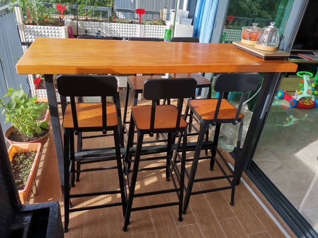 High table Starbucks style for 6pax, Furniture & Home Living, Furniture ...