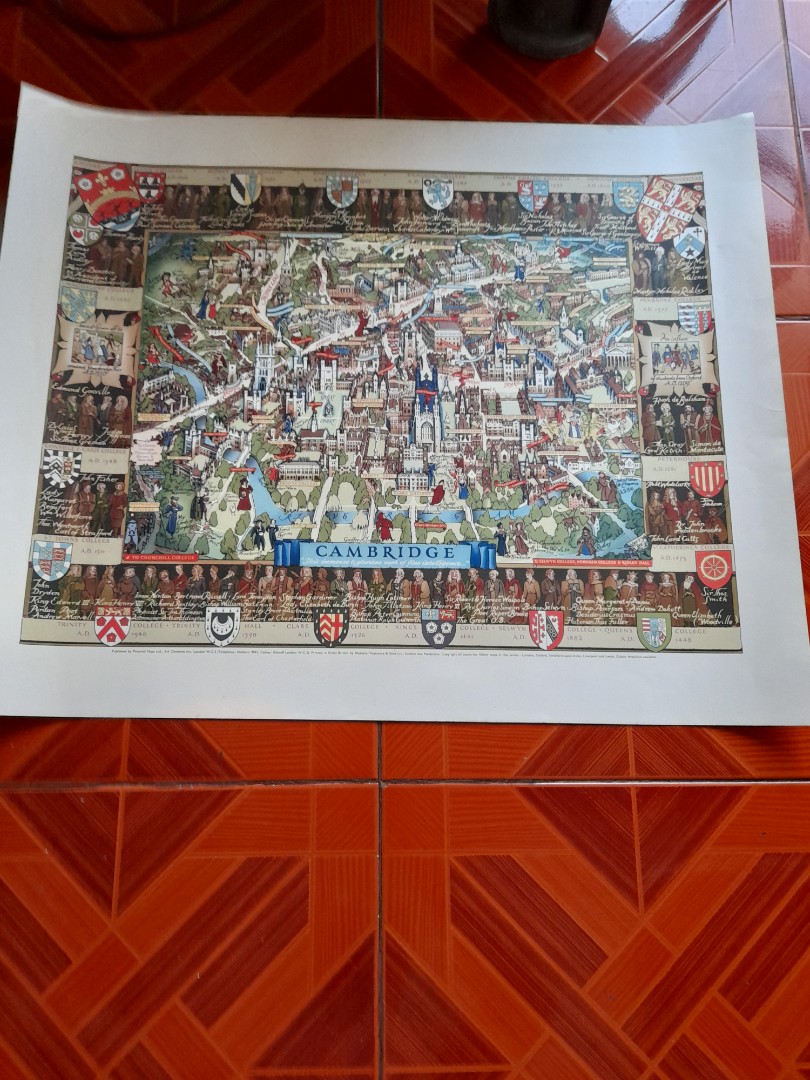 Kerry lee pictorial map Cambridge England Color Lithograph, Hobbies ...