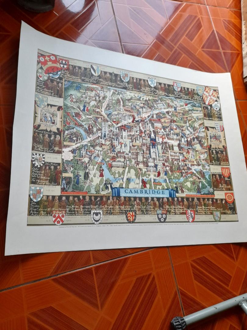 Kerry lee pictorial map Cambridge England Color Lithograph, Hobbies ...