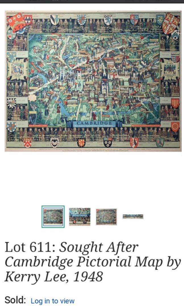 Kerry lee pictorial map Cambridge England Color Lithograph, Hobbies ...