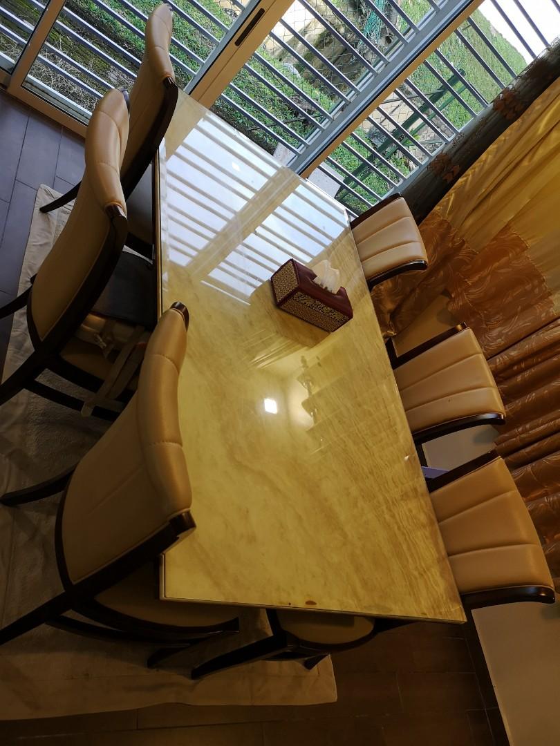 Marble (Man-made) Dining Table with Chair, Furniture & Home Living ...