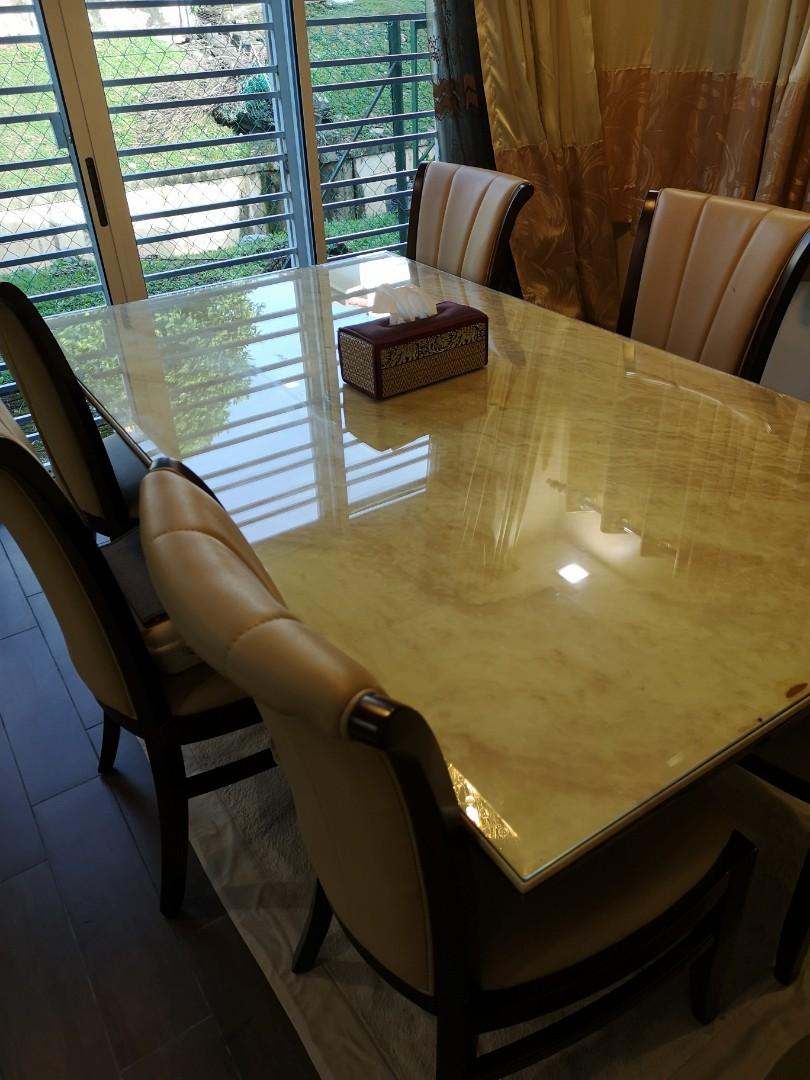 Marble (Man-made) Dining Table with Chair, Furniture & Home Living ...