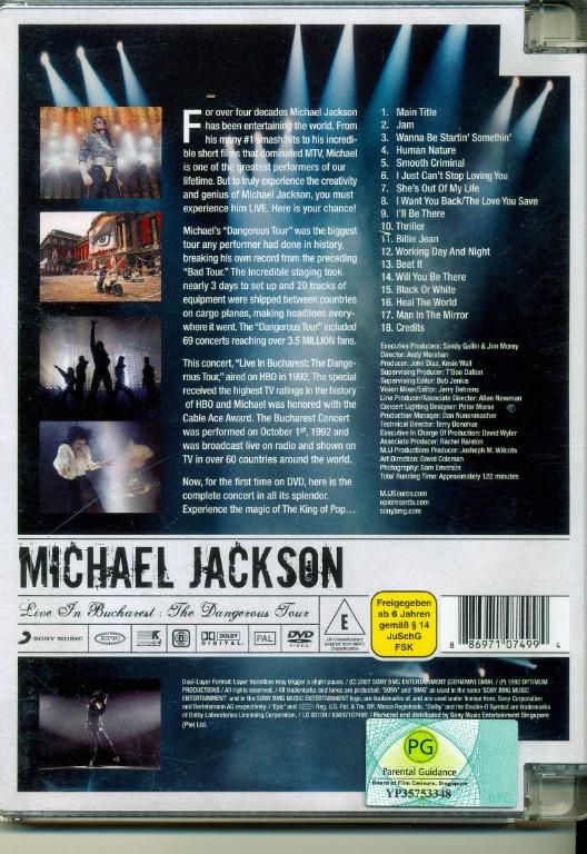 Michael Jackson: Live in Bucharest -The Dangerous Tour (DVD) *, Hobbies & Toys, Music & Media ...