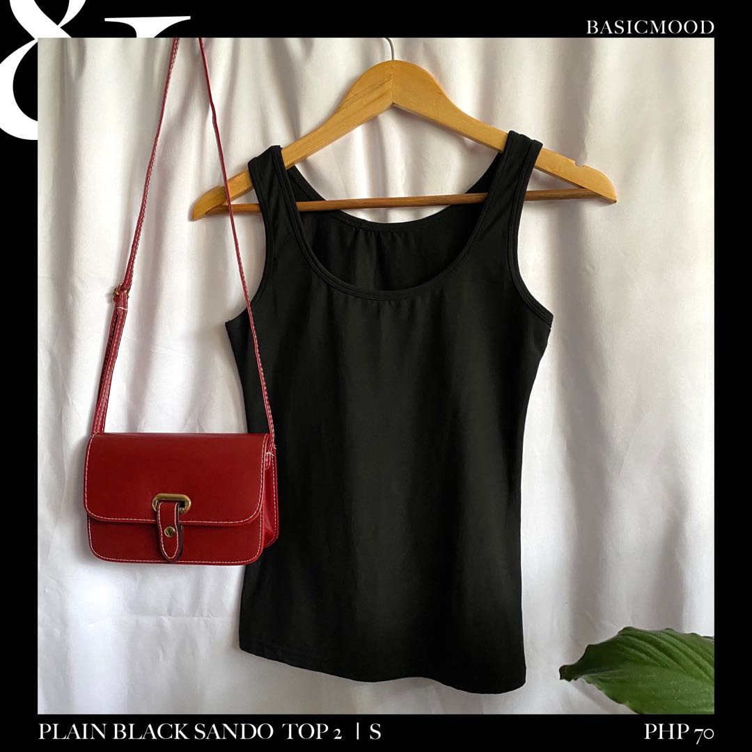 Plain Black Sando Top 2, Women's Fashion, Dresses & Sets, Traditional ...