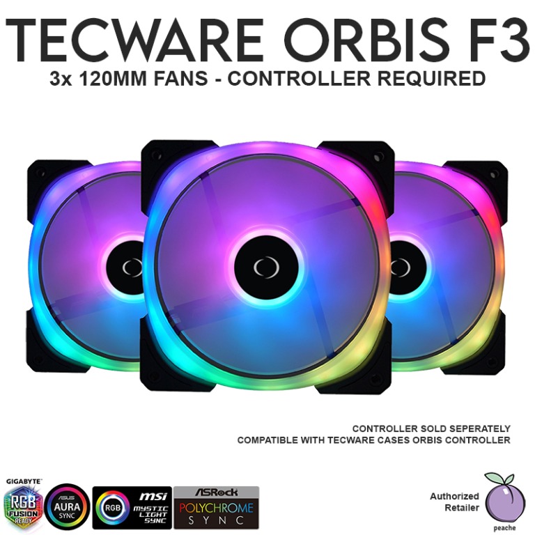 Tecware Orbis F3 Evo ARGB 120MM RGB 3 Pack Case Fan Addon, Electronics ...