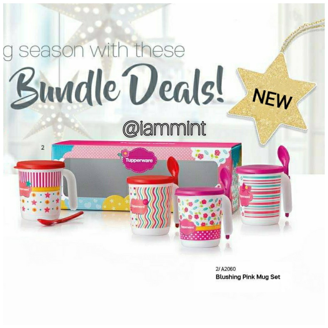 Tupperware 350 ml Limited Edition Blushing Pink Mug/ Cup with Spoon ...