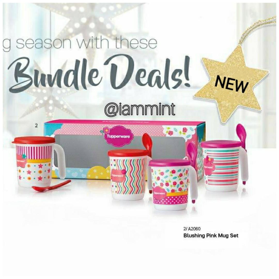 Tupperware 350 ml Limited Edition Blushing Pink Mug/ Cup with Spoon ...