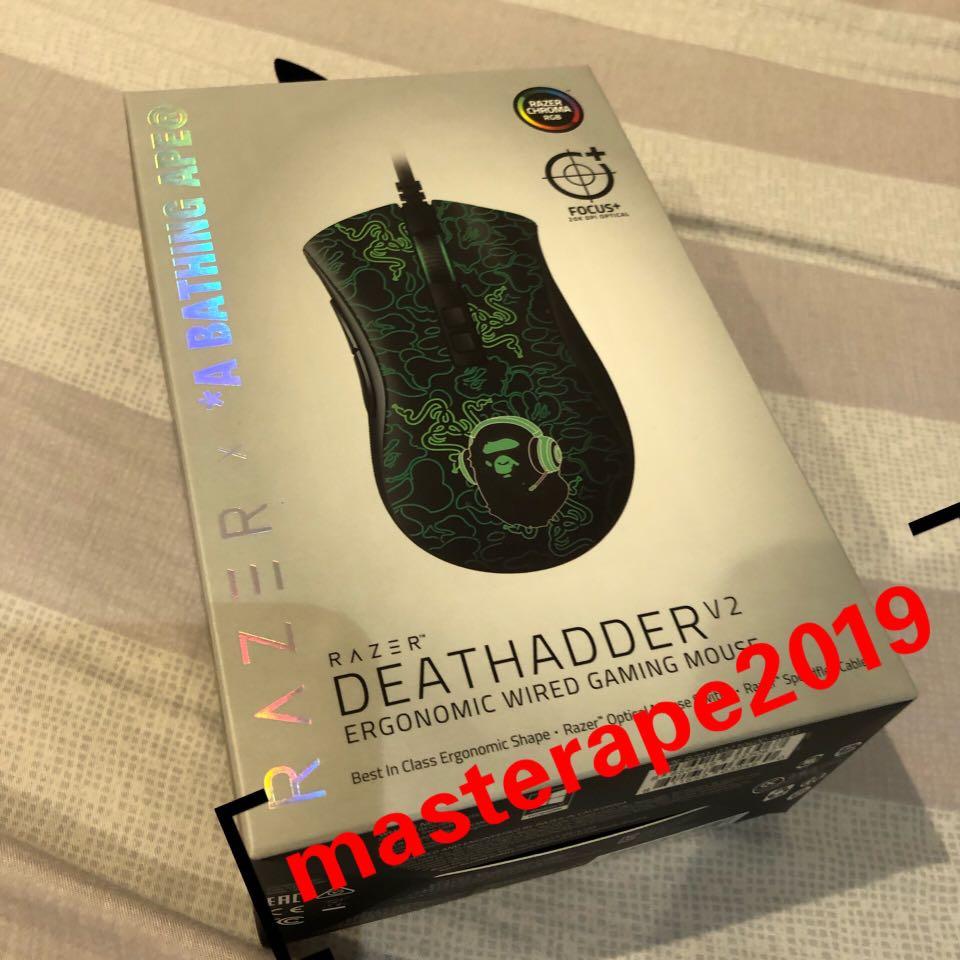 BAPE x RAZER 雷蛇 猿人 a gaming ape 電競 滑鼠 DEATHADDER v2, 興趣及遊戲, 玩具 & 遊戲類 ...