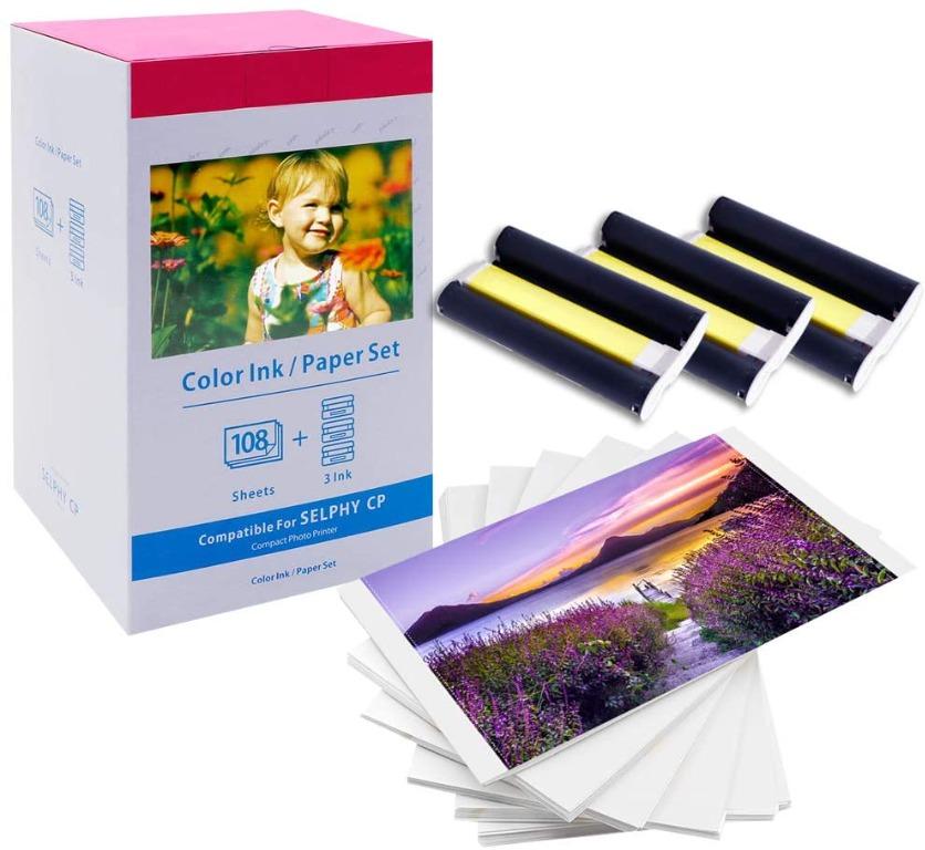 Compatible Canon Selphy KP-108IN Ink and Photo Paper Set Work for CP ...