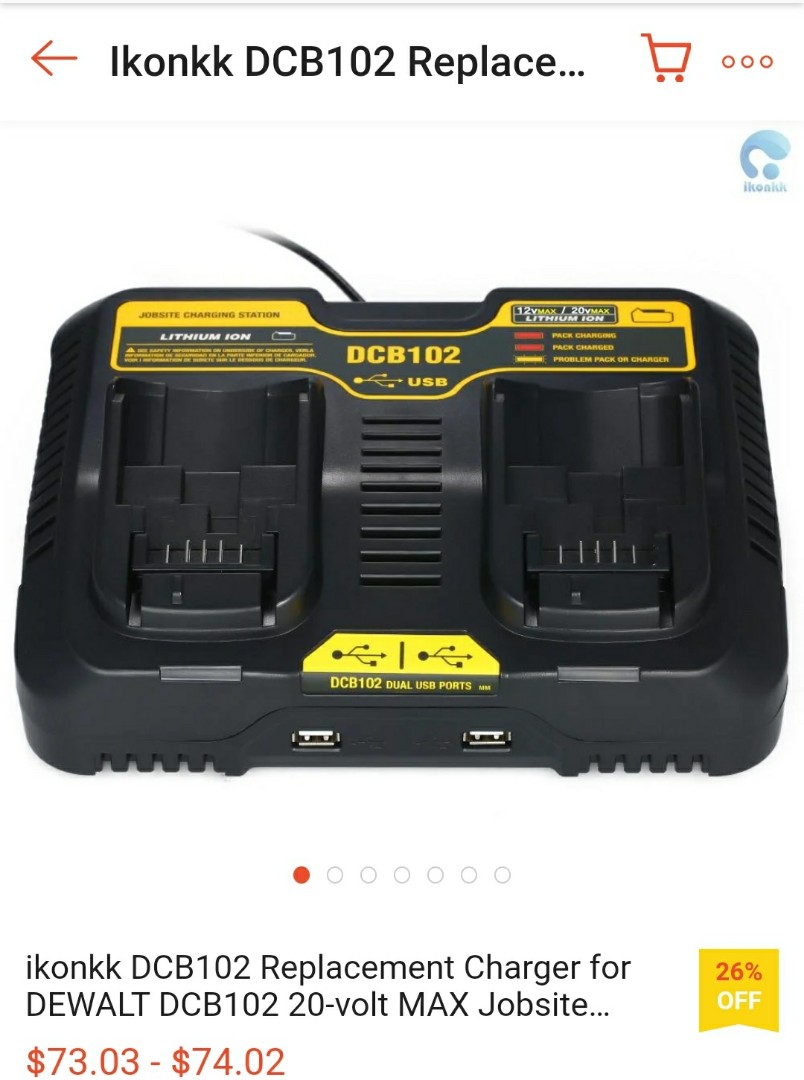 DEWALT 12/20V MAX Charging Station/Dual Charger for Jobsite (DCB102 ...