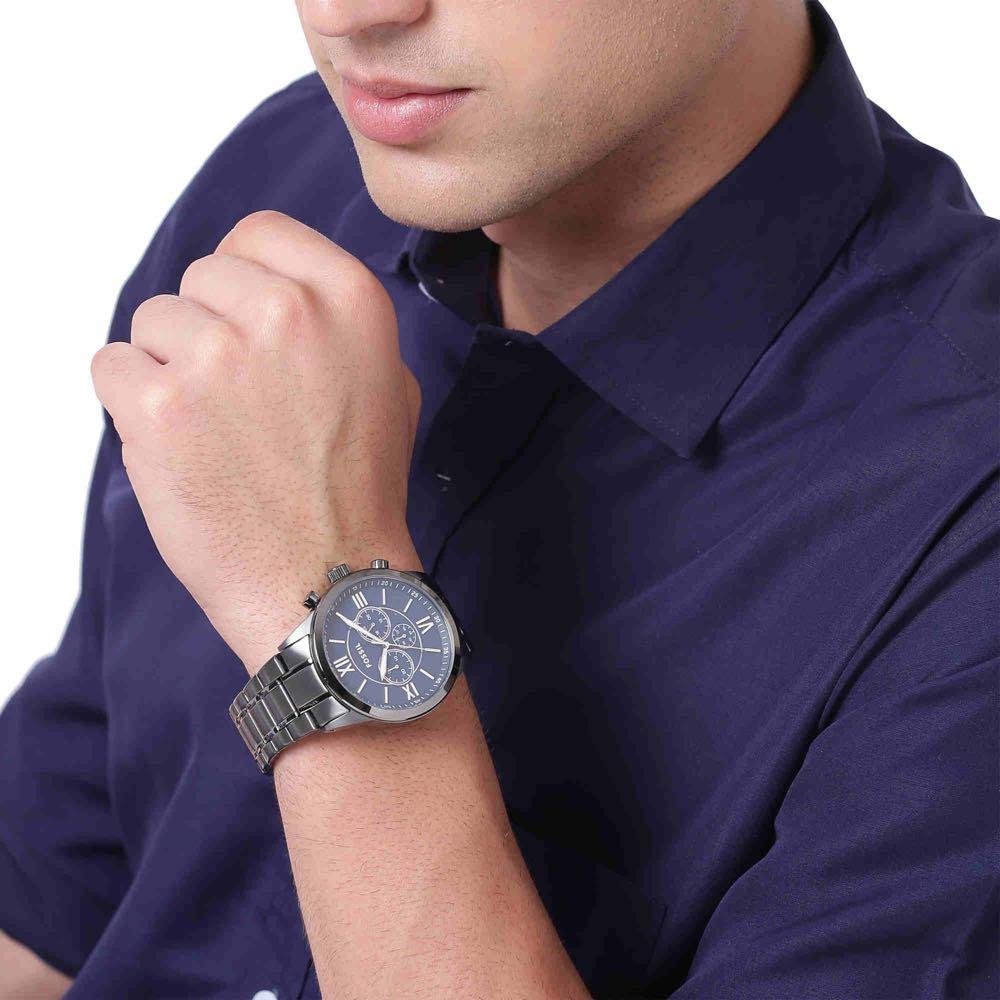 FOSSIL Flynn Chronograph Smoke Stainless Steel Watch BQ1126IE, Mobile ...