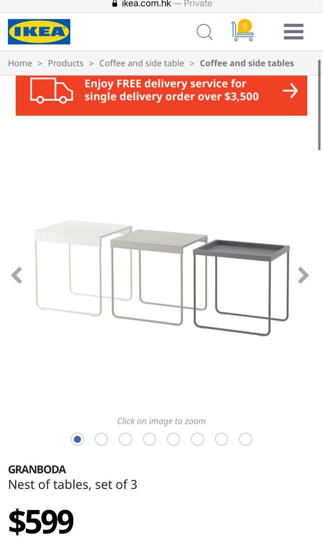 Ikea Granboda set of 3 tables, 傢俬＆家居, 傢俬, 桌子 - Carousell