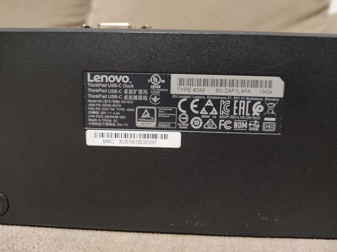 Lenovo ThinkPad USB-C Dock Type 40A9, Computers & Tech, Parts ...