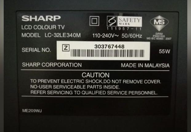 SHARP AQUOS 32 inch TV - Model LC-32LE340M, TV & Home Appliances, TV ...