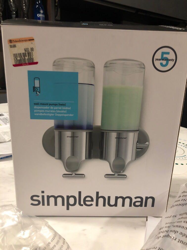 Simplehuman wall mount dispenser pumps (twin), Furniture & Home Living, Bathroom & Kitchen ...