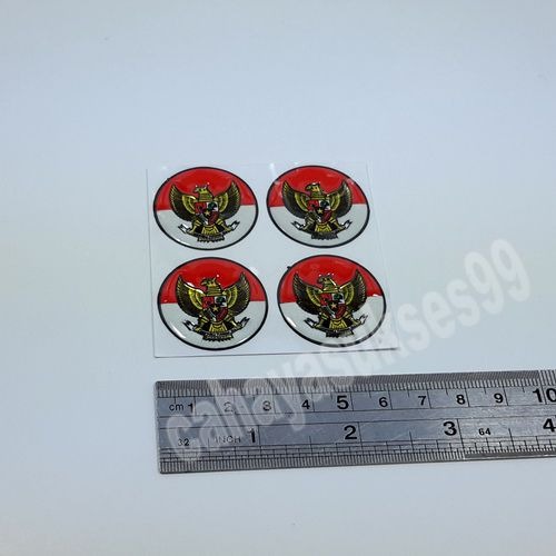 Sticker Timbul Merah Putih Garuda Bulat Kecil 3cm Stiker Emblem Motor ...