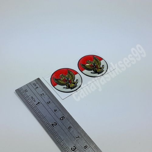 Sticker Timbul Merah Putih Garuda Bulat Kecil 3cm Stiker Emblem Motor ...