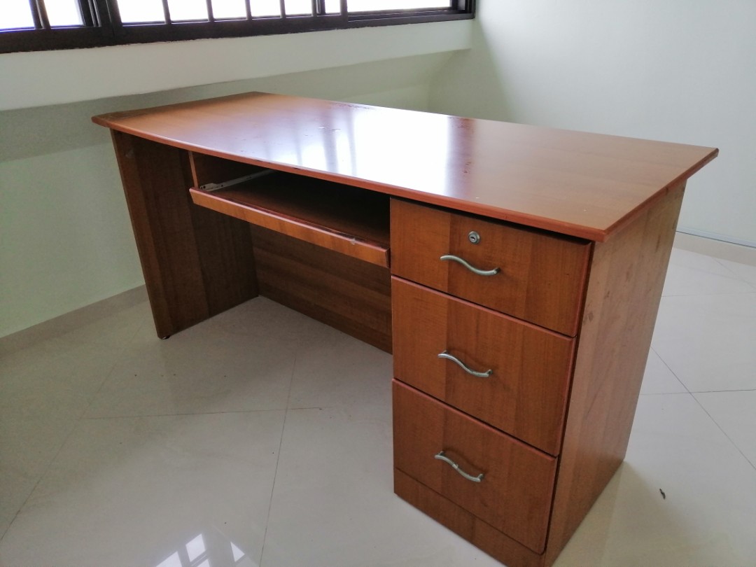 Wooden study table with drawers and keyboard space, Furniture & Home ...