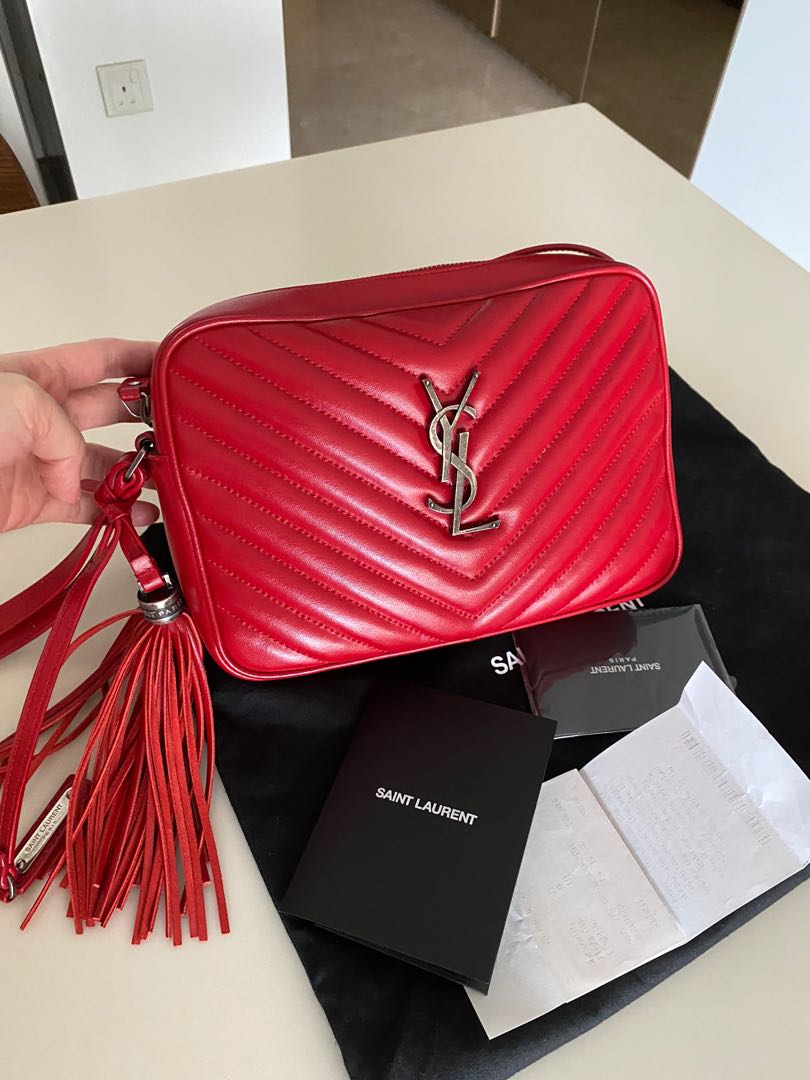 YSL Red camera bag, Luxury, Bags & Wallets on Carousell